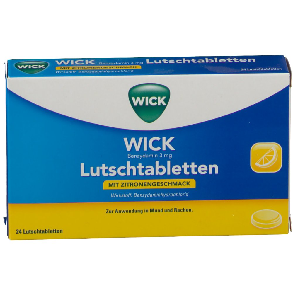 WICK Benzydamin 3 mg Lutschtabletten mit Zitronengeschmack - shop ...