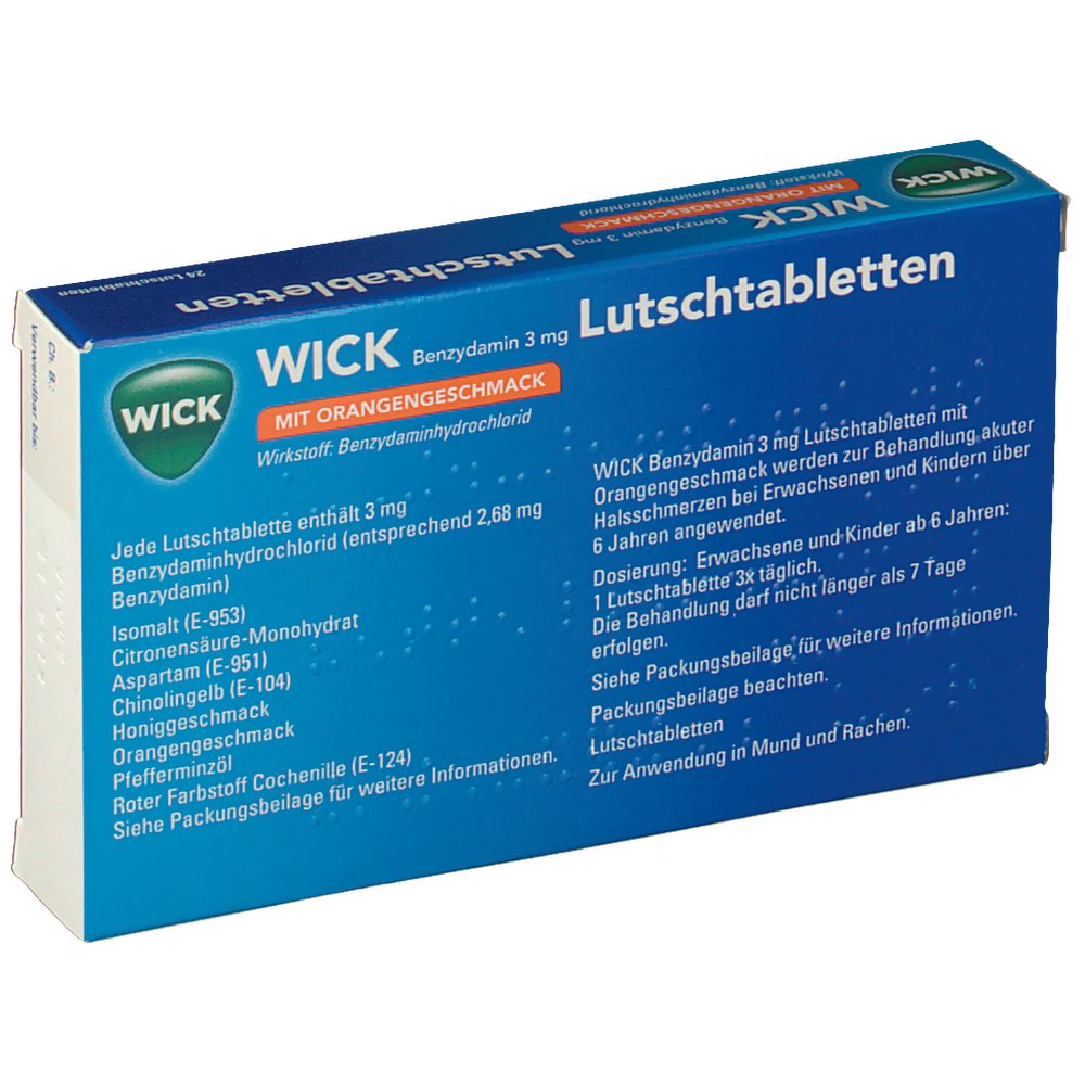 WICK Benzydamin 3 mg Lutschtabletten mit Orangengeschmack - shop ...
