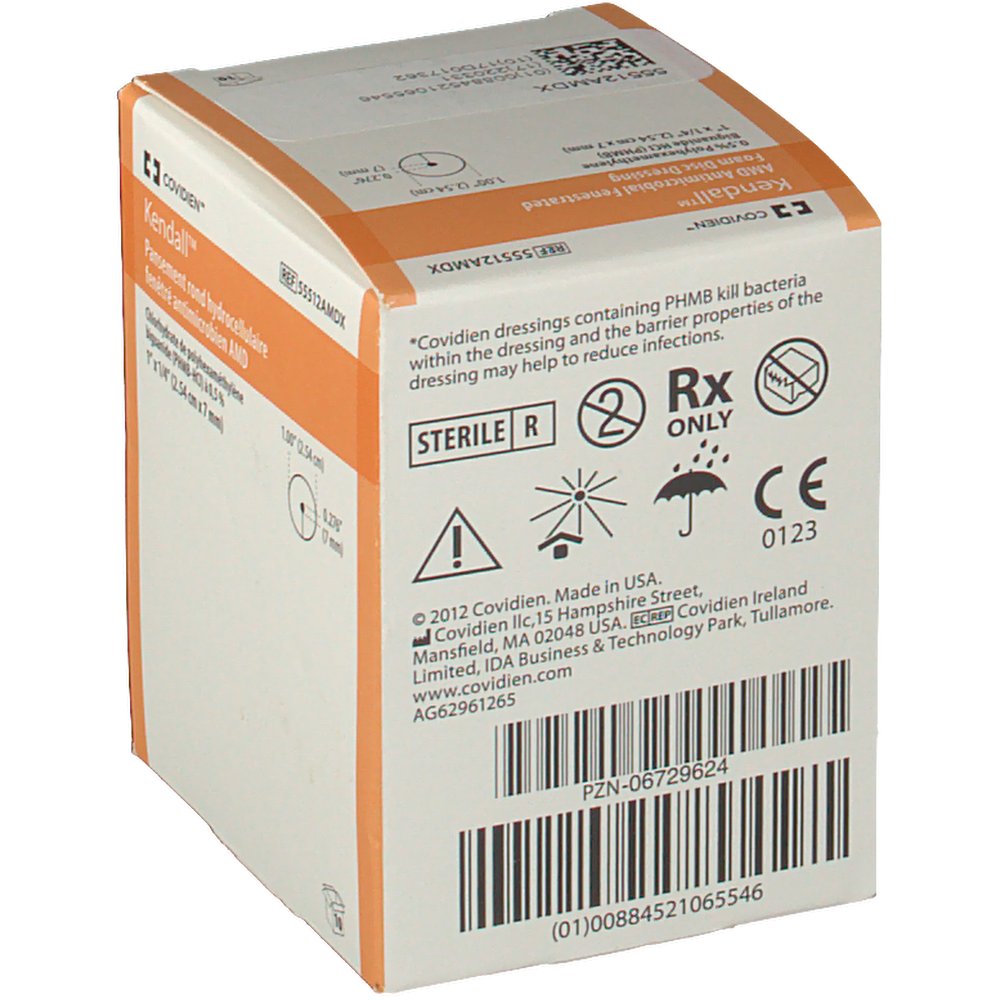COVIDEN Kendall AMD Antimicrobial Fenestrated Foam Disc Dressing 2,54 ...