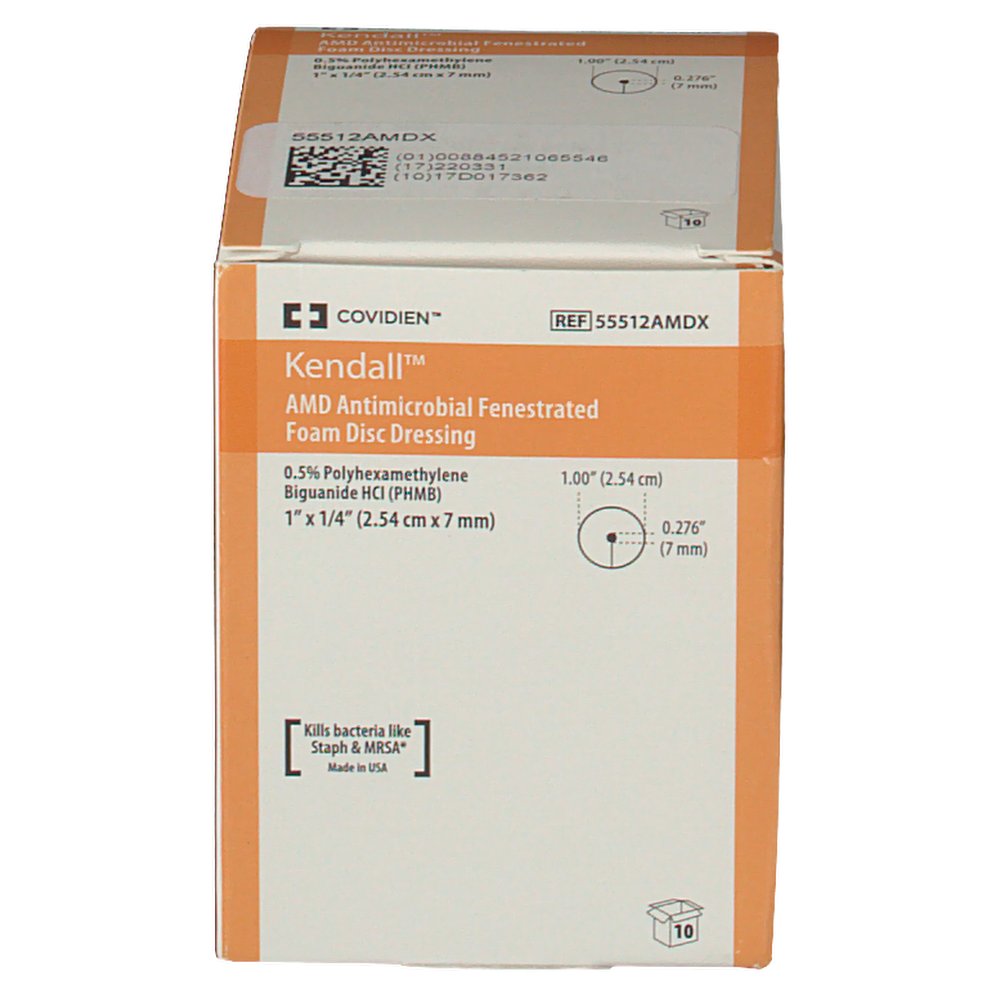 COVIDEN Kendall AMD Antimicrobial Fenestrated Foam Disc Dressing 2,54 ...