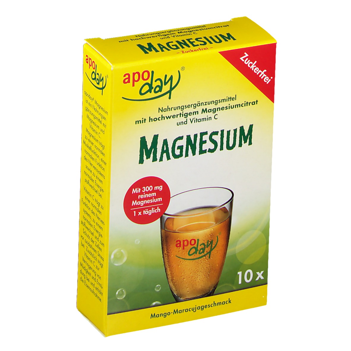 apoday® Magnesium Mango-Maracuja zuckerfrei 10X4,5 g - shop-apotheke.at