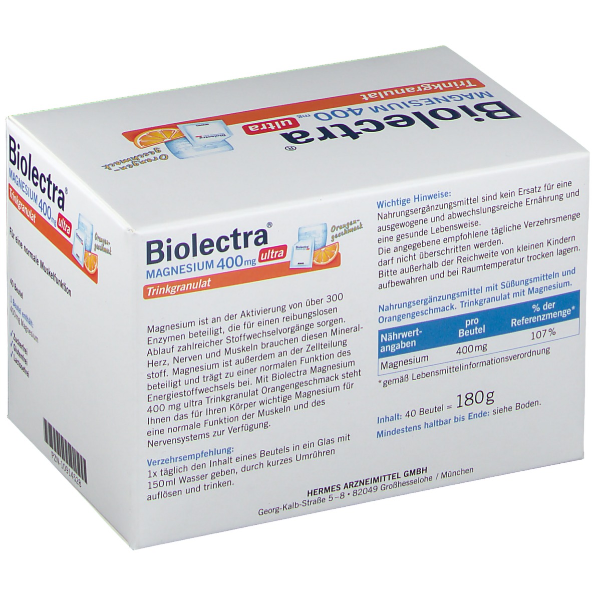 Biolectra® Magnesium 400 mg ultra Trinkgranulat Orange 40 St - shop ...