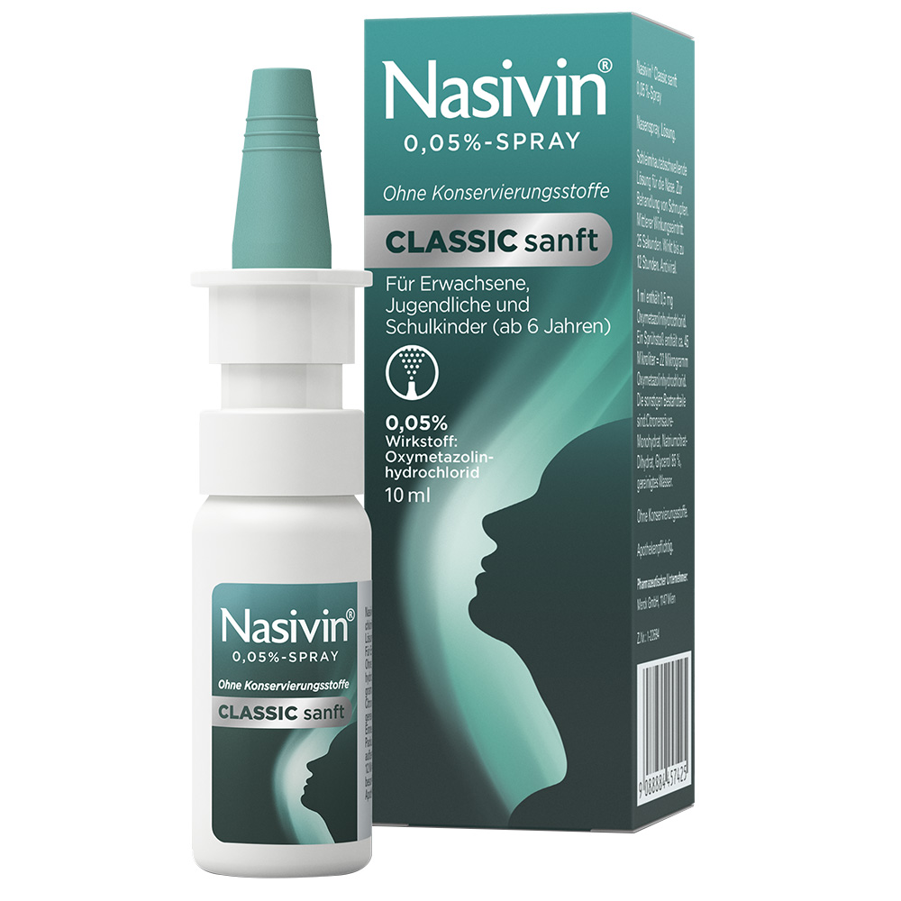 Nasivin® Classic Sanft 0,05% Nasenspray 10 ml - shop-apotheke.at